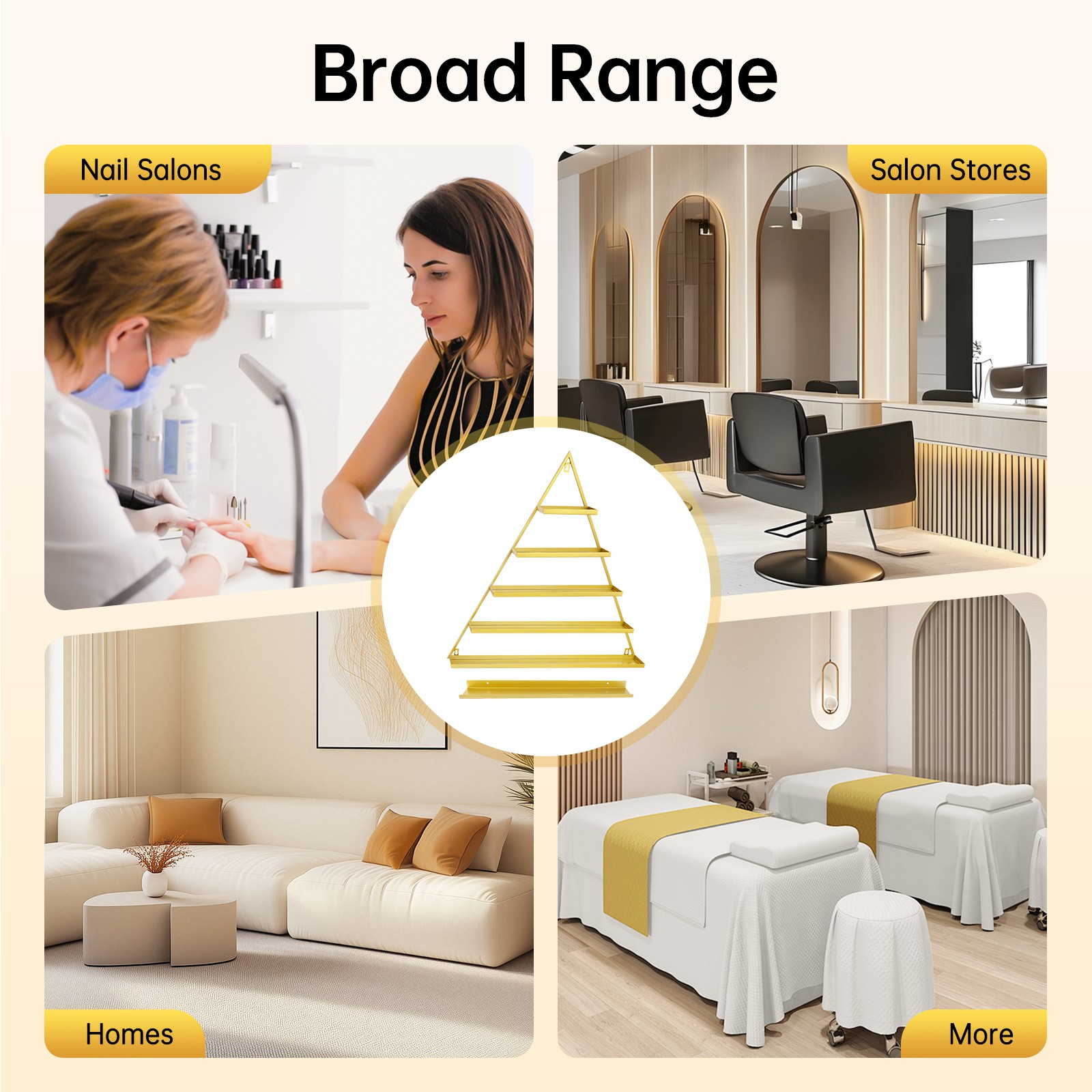 Triangle Display Racks Wall-mount 5 Tiers Nail Polish Display Shelves ...