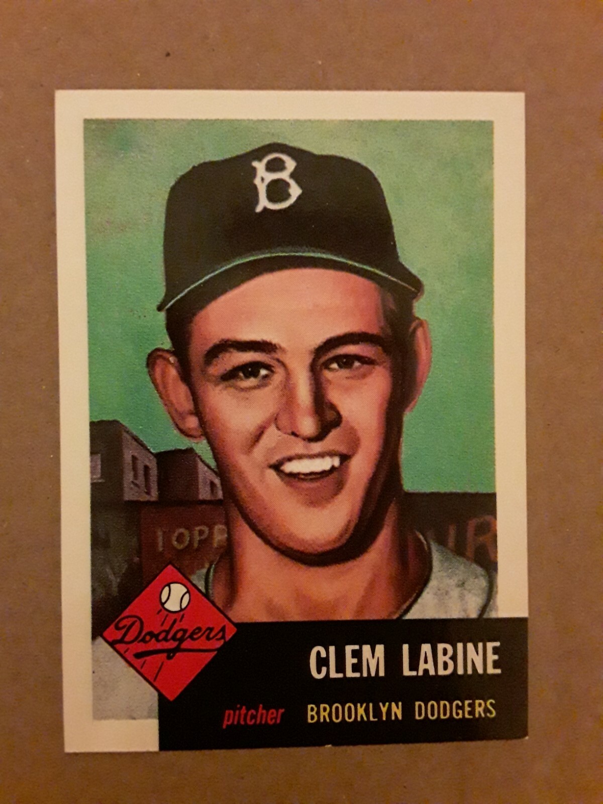 1953 Topps Clem Labine Brooklyn Dodgers Baseball Card #14. REPRINT.1991 ...