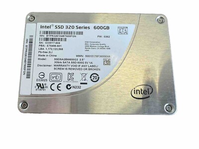 Intel 600GB 3G SATA SFF Solid State Drive SSDSA2BW600G3D, 2.5" MLC SSD ...