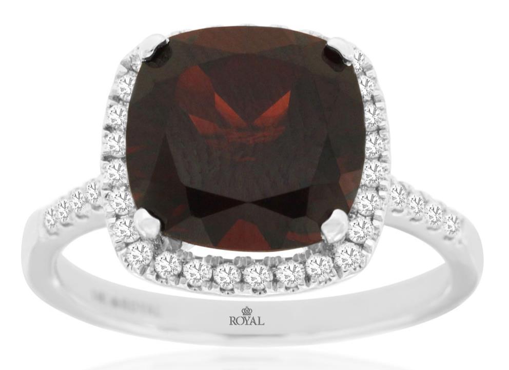 LARGE 4.95CT DIAMOND & AAA GARNET 14K WHITE GOLD 3D CUSHION & ROUND SQUARE RING | eBay