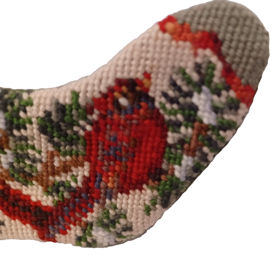Vintage Needlepoint Christmas Tree Stocking Ornament Cardinal Winter ...