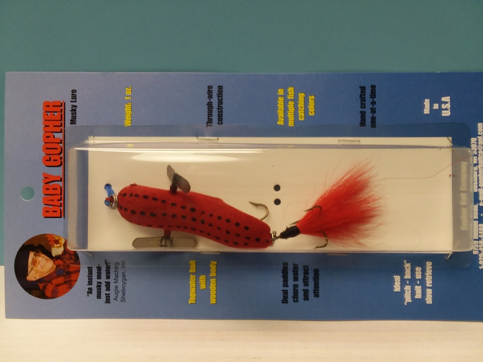 Baby Gopher - Gopher Bait Co.- Red - New Old Stock - Muskie, Bass ...