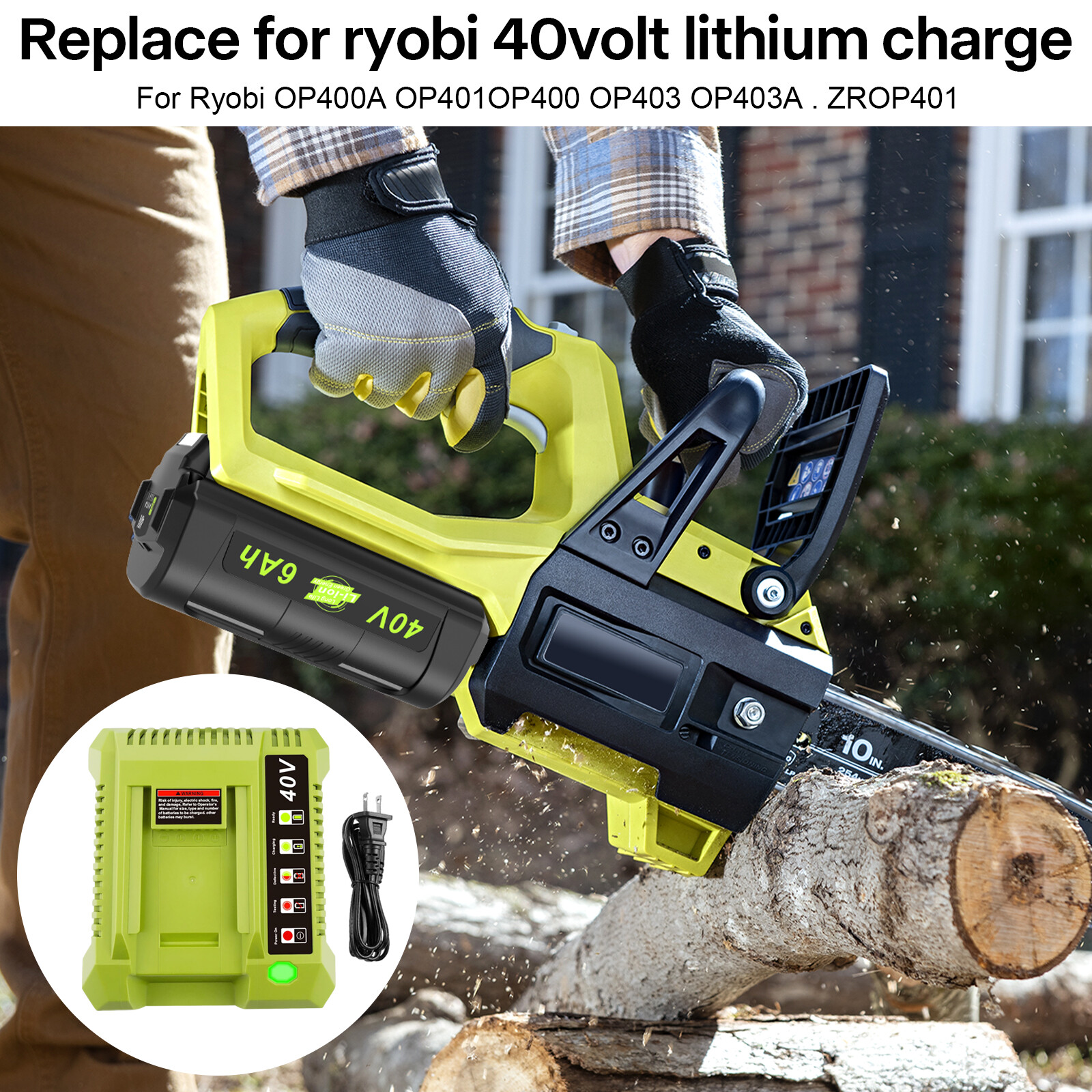 6.0Ah For Ryobi 40V Battery Charger Lithium OP4060 OP4030 OP4050 ...