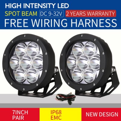 New Design 7 inch LED Driving Lights Spotlights Pair Black Round ...