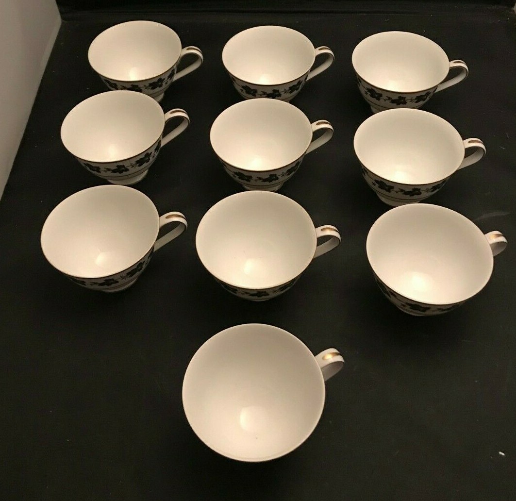 Sango Japan Fine China Champlain Dinner Set Black Leaf Pattern | eBay