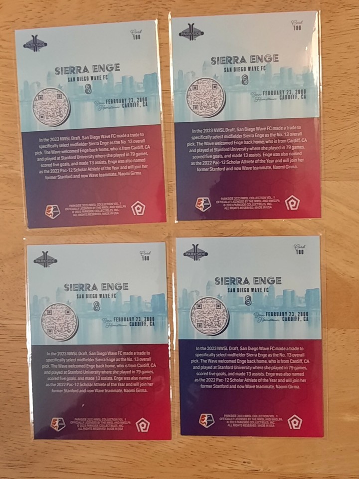 Sierra Enge 2023 Parkside NWSL #100 Rookie RC Logo Wave Stanford Lot Of ...