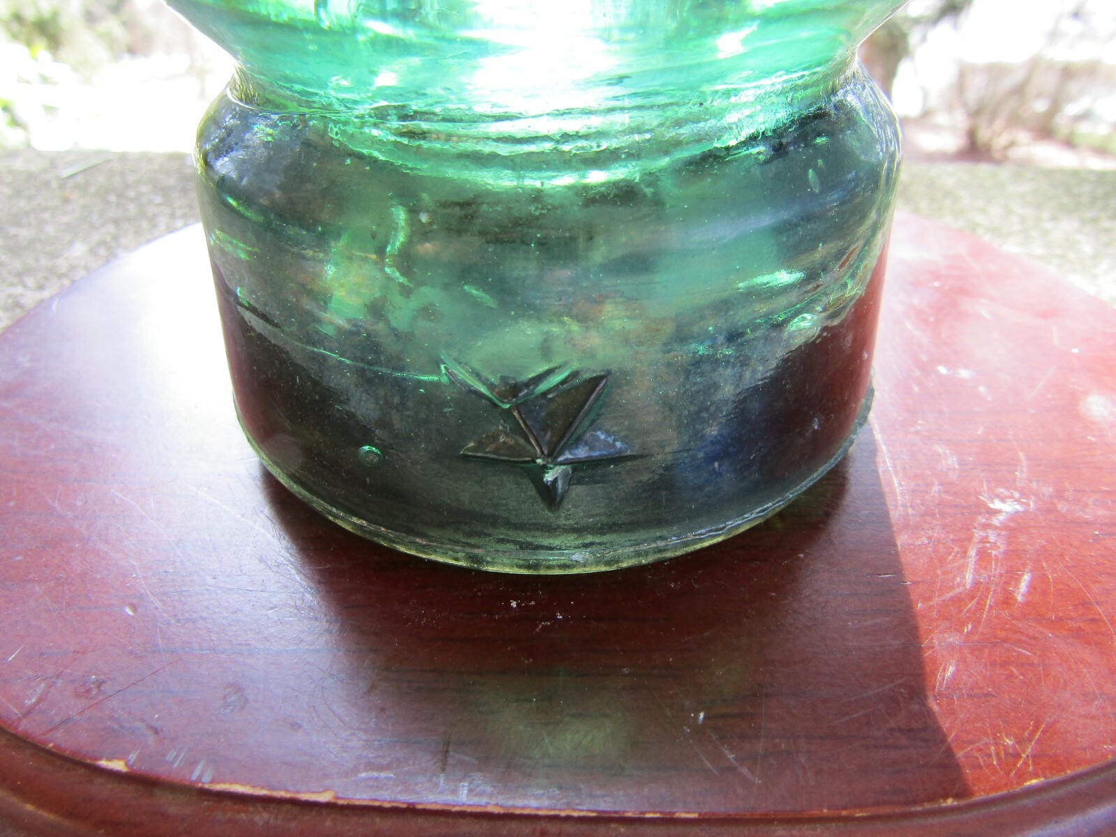 Antique Star Marked Green Glass Transformer- Electric Insulator ~3.0” x ...