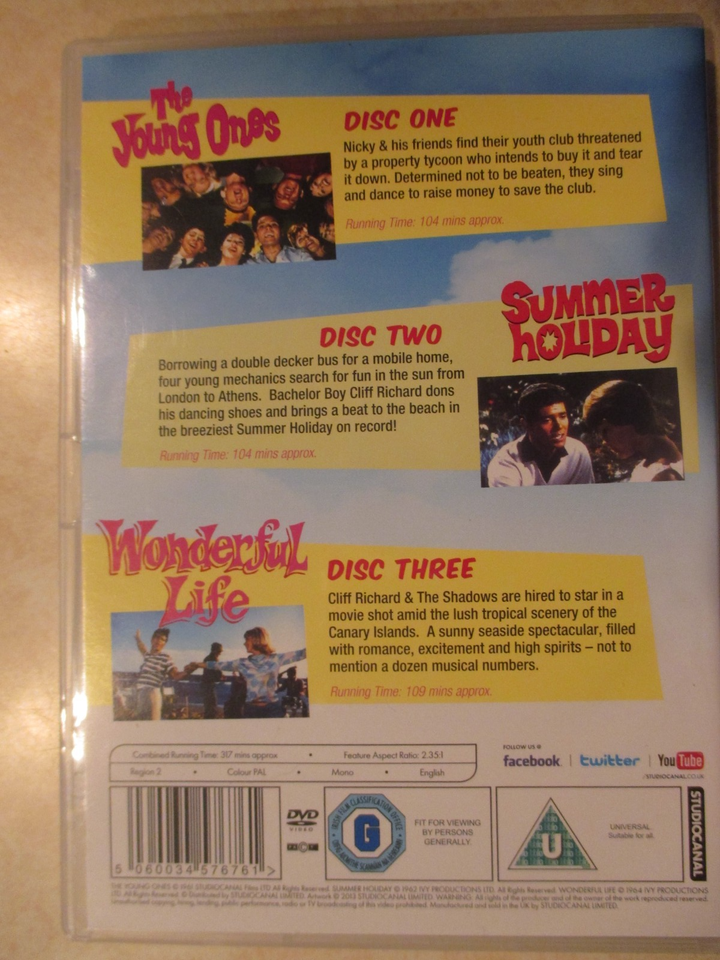 Cliff Richard Sing-A-Long Collection DVD Young Ones Summer Holiday ...