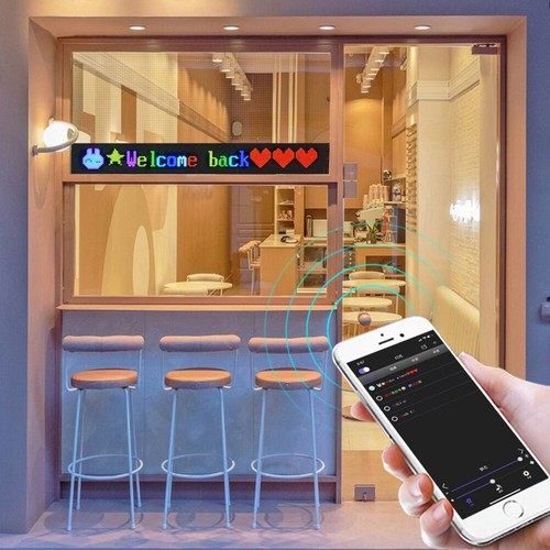 16x64 LED Matrix Panel Flexible Car Sign Scrolling Display BLE APP ...