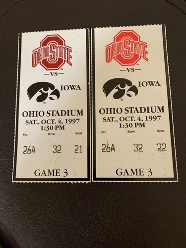 Ohio State Buckeyes vs Iowa Hawkeyes Football Ticket Stubs Ohio Stadium ...
