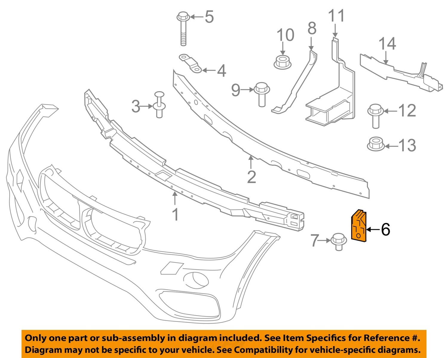 BMW+OEM+2014+X5+Front+Bumper+Grille-support+Right+51117315960 for sale ...