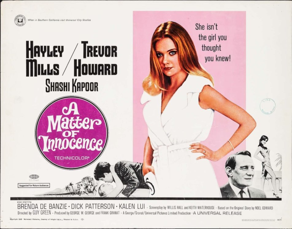 A MATTER OF INNOCENCE half sheet movie poster 22x28 HAYLEY MILLS HOWARD ...
