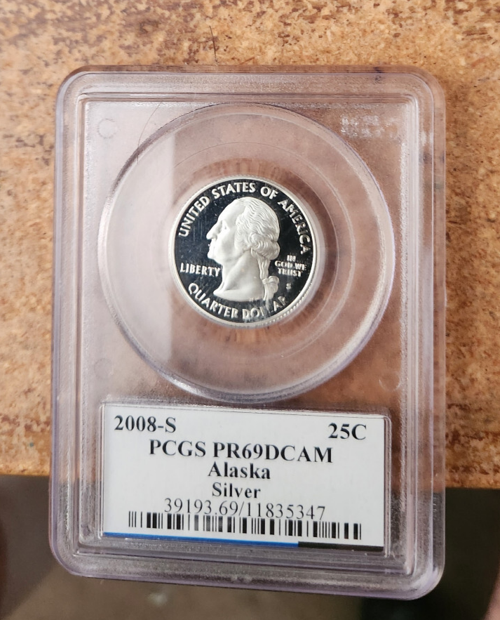 2008 s silver Alaska statehood quarter PCGS PR 69 DCAM (flag label) | eBay