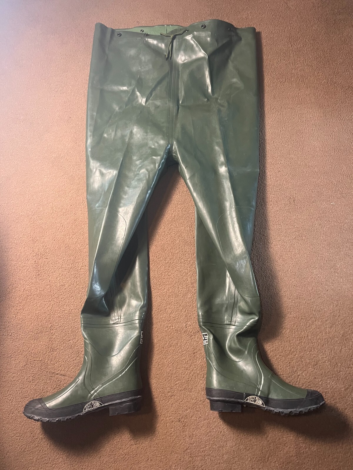 Nelson/Weather-Rite Green Steel Shank Rubber Hip Waders Size 13 | eBay