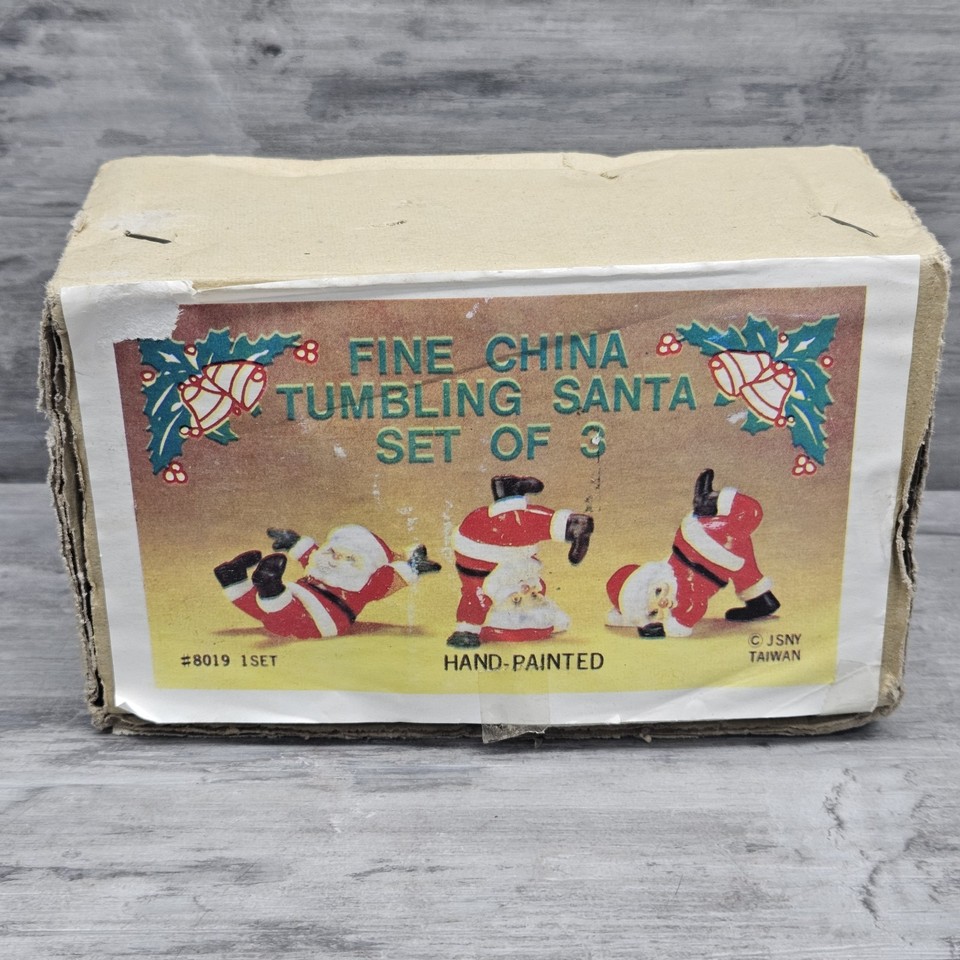 Tumbling Santa Figurines Set of 3 in Box Vintage Taiwan Hand Painted | eBay