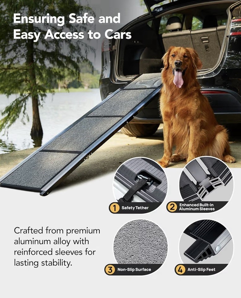 Dog Ramp for Car 63" Long & 17" Wide Portable Dog Ramps for Large Dogs ...