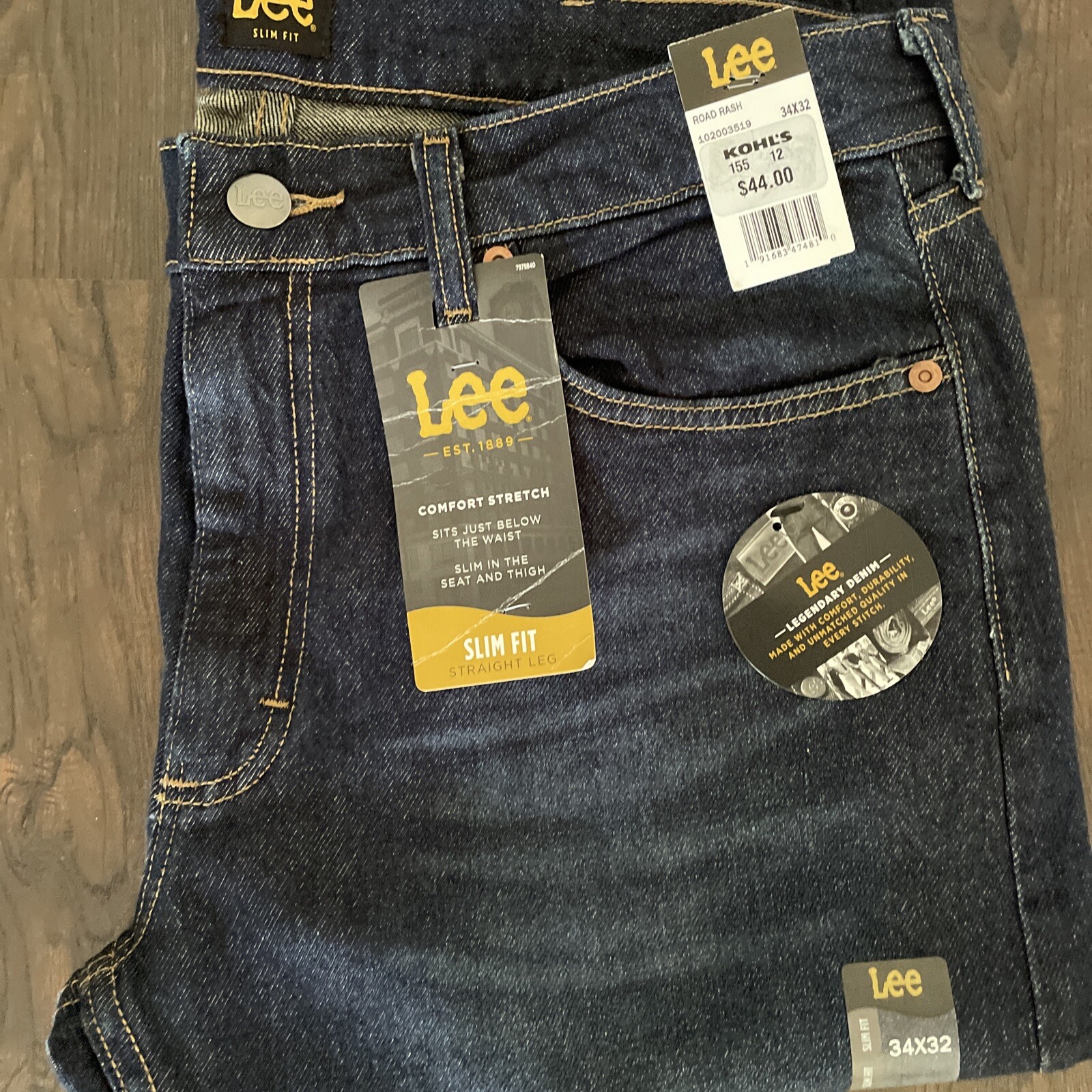 Lee Slim Fit Straight Leg Blue Men's Jeans ROAD RASH color #2003519 ...