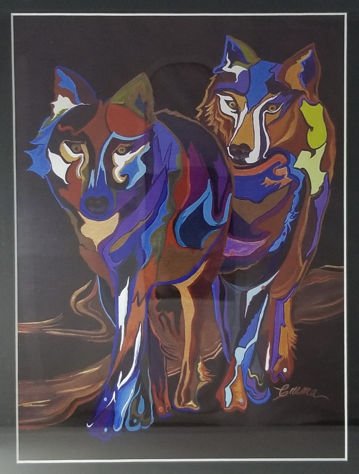 Colorful Abstract Print Framed & Matted Limited Edition Signed #5 Wolf ...