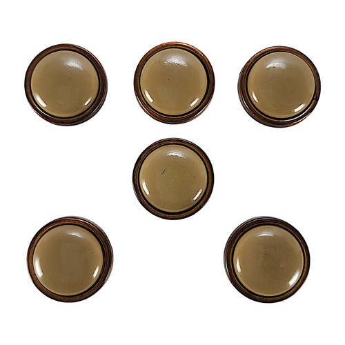 Vintage Round Tan With Gold Rim Shank Collectible Sewing Buttons 6 pcs ...
