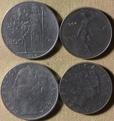 Italy : 2 Coins 50 Lira CH.XF-AU ; 100 Lira 1956R CH.AU IR3434 | eBay