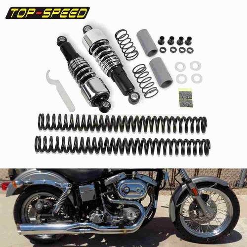 Chrome Rear Shocks Absorber Kit For 06-17 Harley Dyna Street Bob Super ...