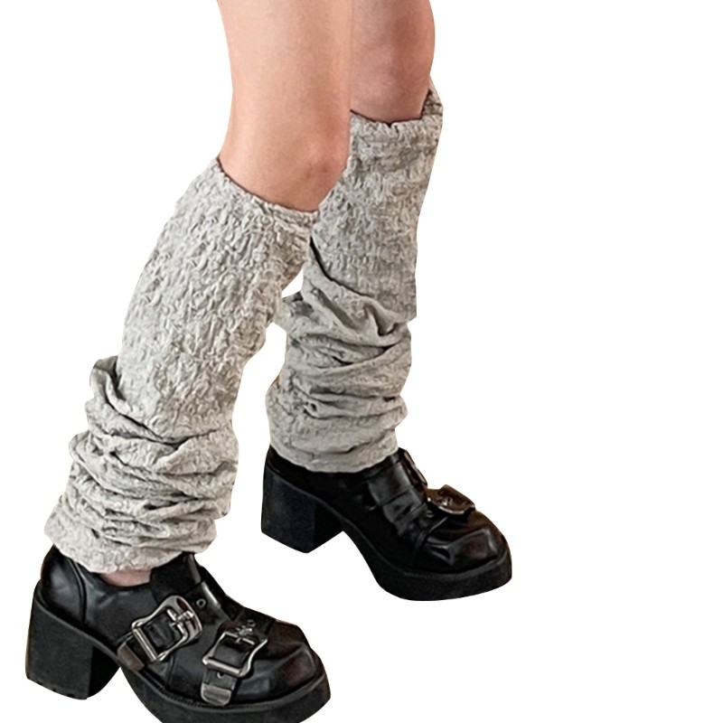 Elastic Calf Sock Y2k Ruffled Texture Knees High Sock Thigh High Loose ...