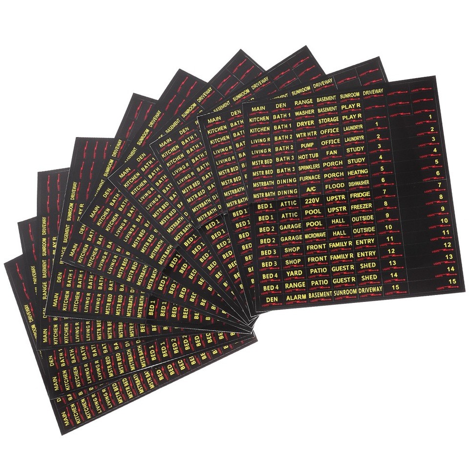 10 Sheets Label Stickers Circuit Breaker Decal Electric Panel Identify ...