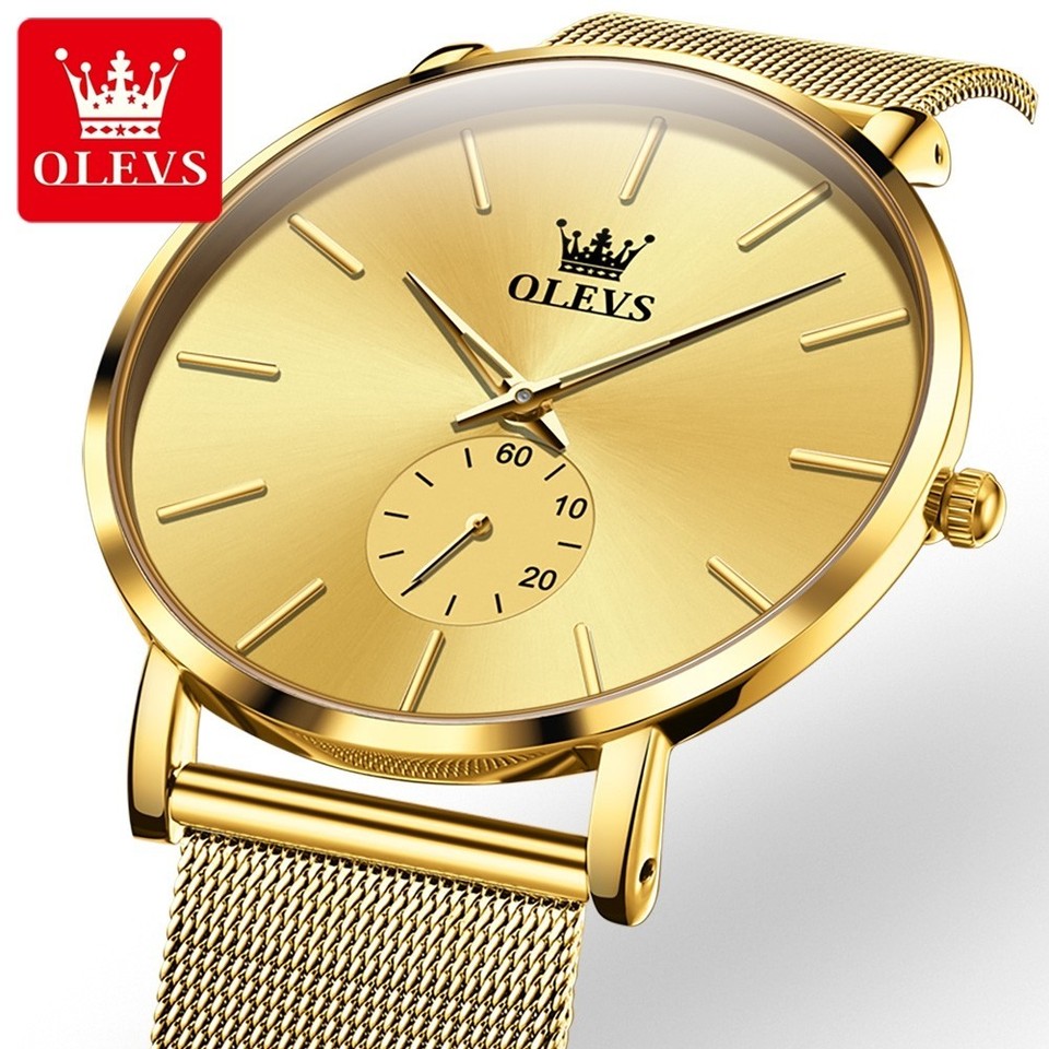 OLEVS Quartz Men's Watch Ultra-thin Case, Waterproof, Mesh Steel ...