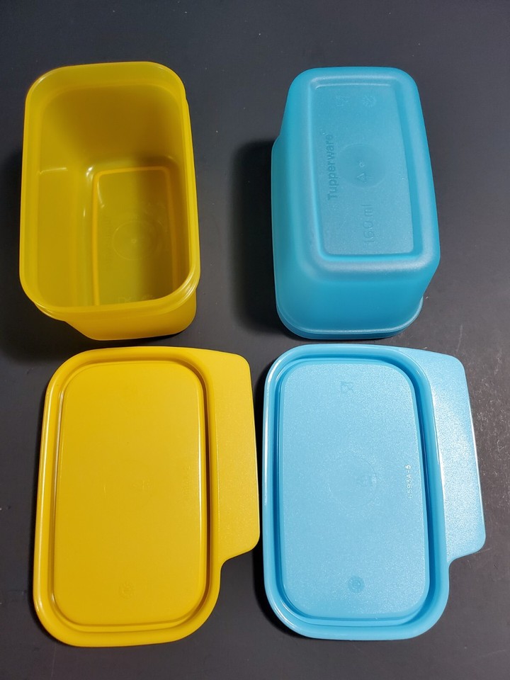 Tupperware Cubix Mini Rectangular 250 ml Set of 2 Yellow & Blue Keep ...