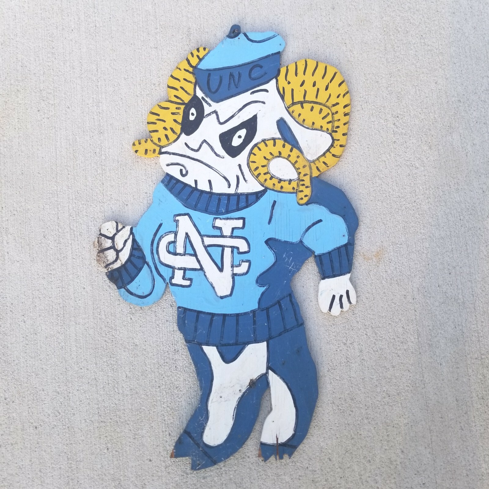 🐏Vtg UNC Tarheels Mascot Sign Rameses Handpainted Wooden Mancave North ...