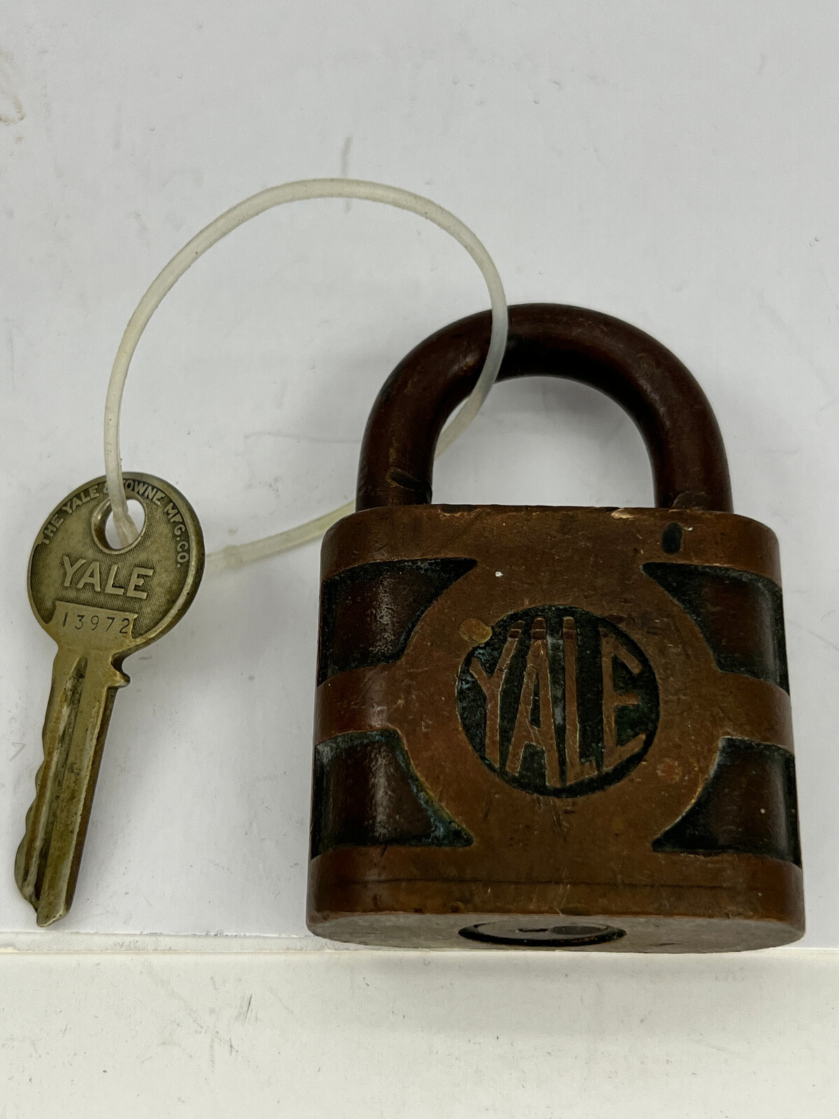 Yale Iron bronze 3 1/2 Padlock barrel Key Lock Antique working coded ...