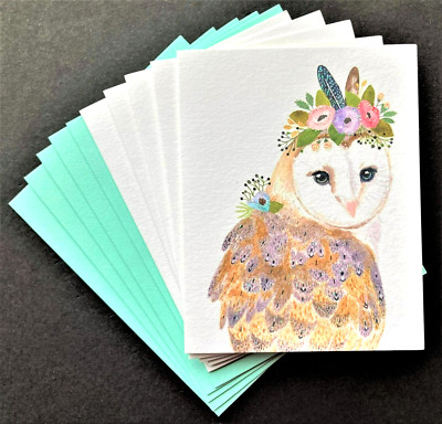 5 Papyrus SMALL Owl Note Cards Blank Hummingbird Seal Flower Crown ...