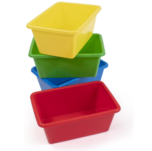 Multicolor Plastic Storage Bins Small Containers Sturdy Toys Organizer ...