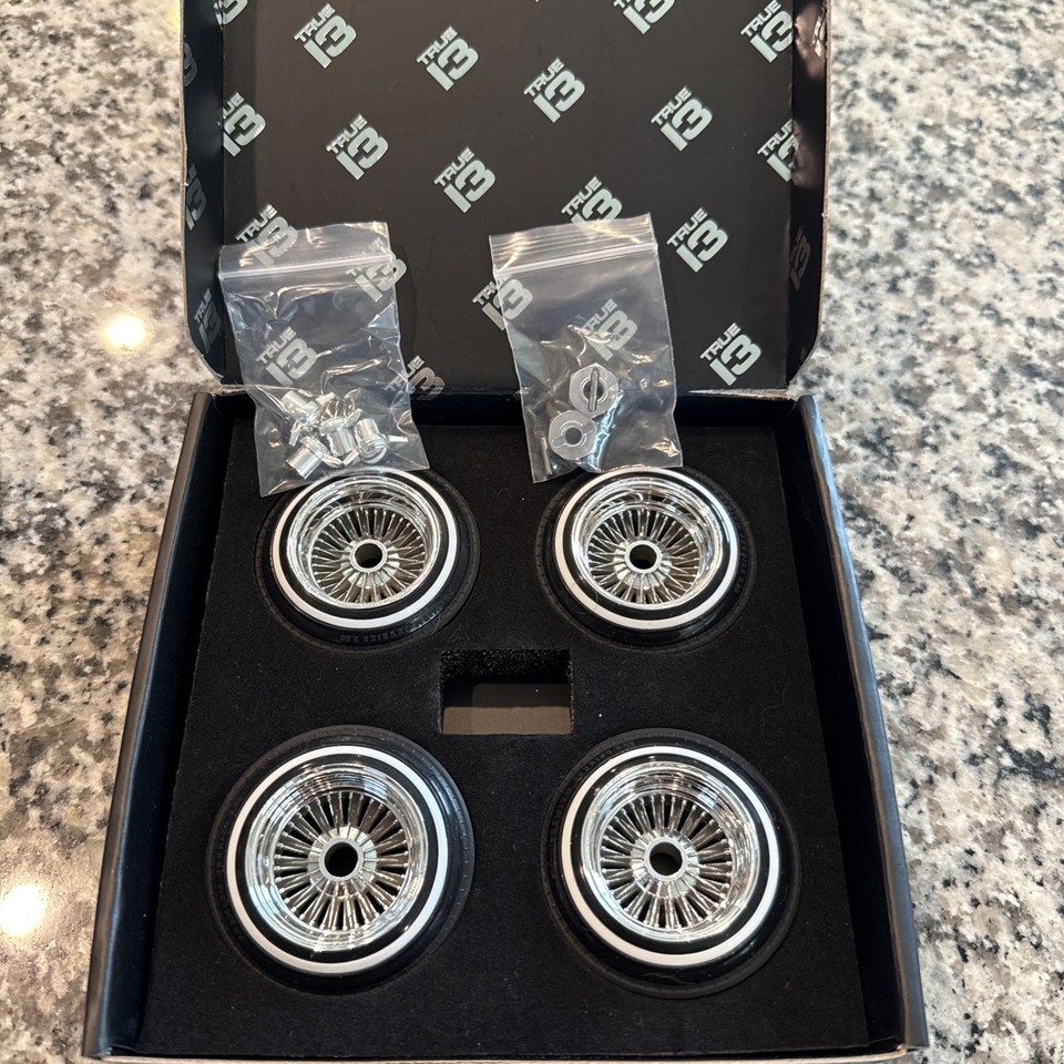 Jevries Lowrider Wire Wheels 1/18 scale. TRUE 13 Chrome finish New In ...