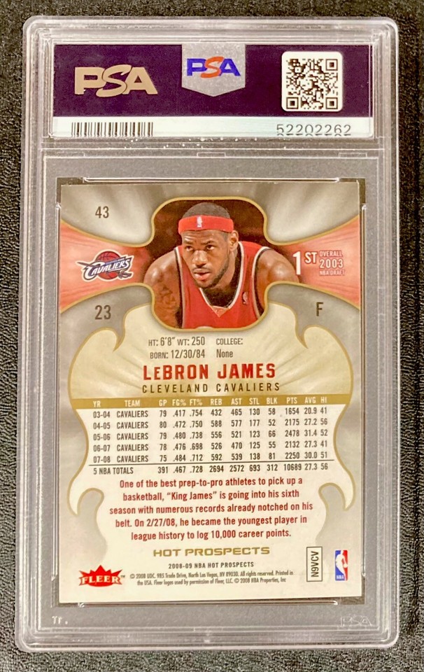 2008-09 Fleer Hot Prospects LeBron James #43 NBA Cavs Lakers PSA 9 MINT ...
