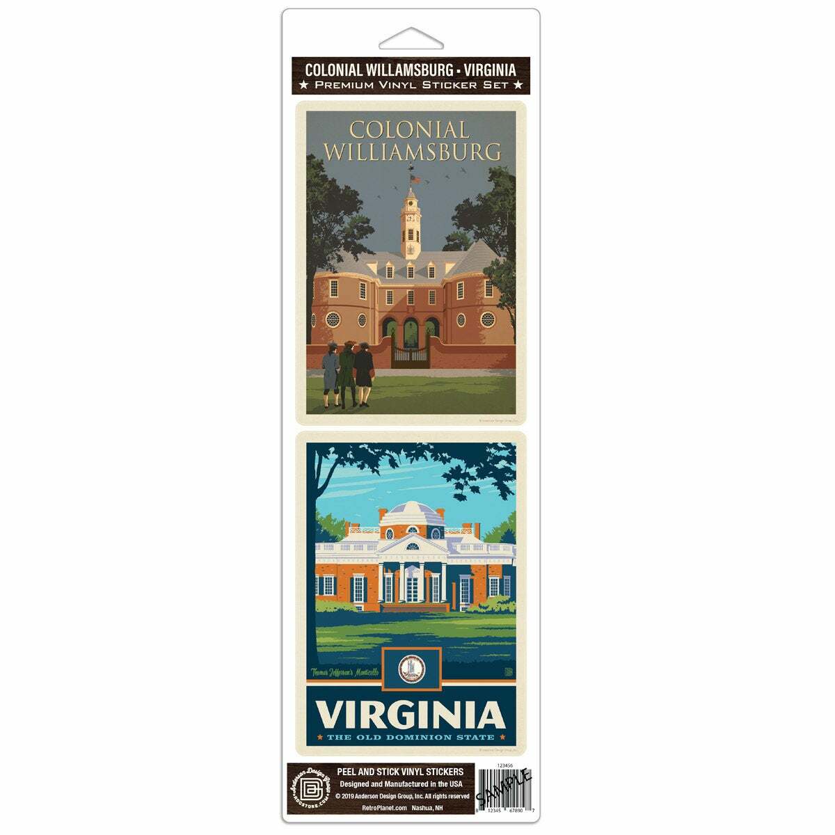 Colonial Williamsburg Virginia Monticello Sticker Set of 2 Decals | eBay