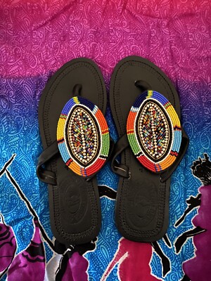 Handmade African Slippers with beads; | eBay
