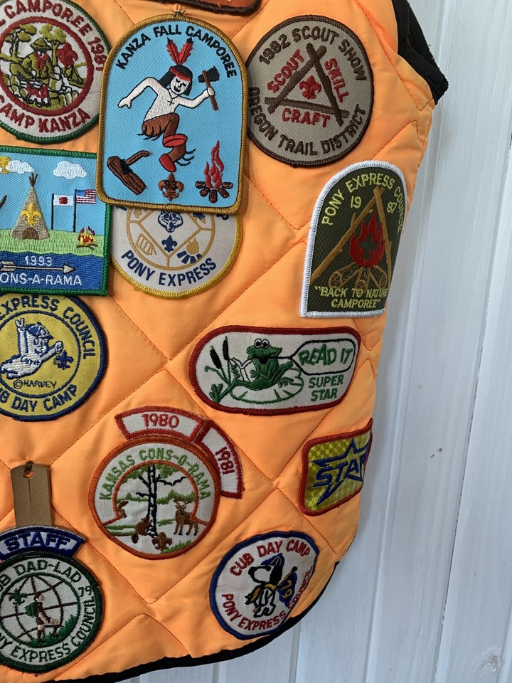 Boy Scout BSA 75+ patches Vest 155 Kansas Pony Express Camp PowWow ...