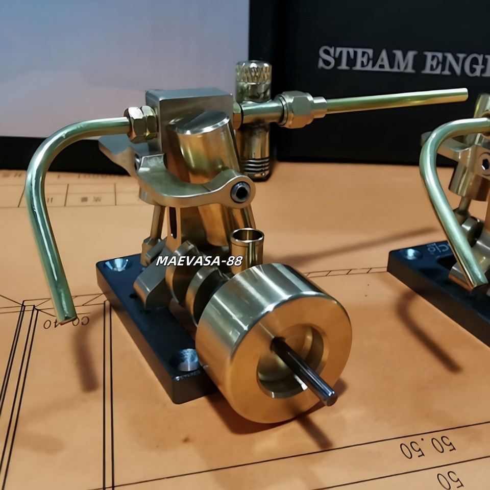 Retro Inline Twin-Cylinder Steam Engine Model Kit for DIY Project 40cm ...