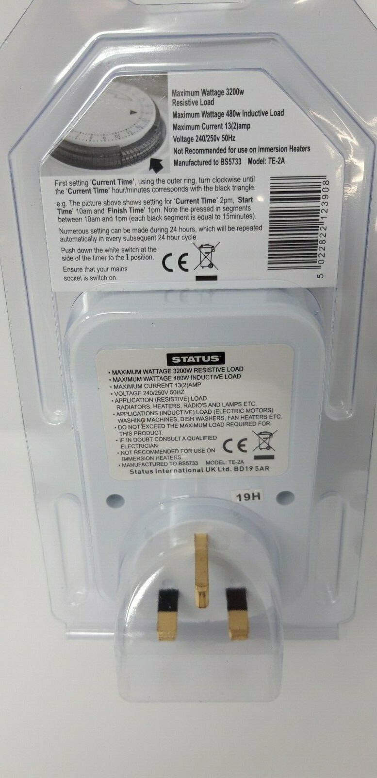 24hr Plug In Mechanical Timer Time Switch Clock Mains 13a Household 1,2 ...