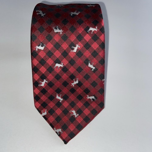 American Traditions Red Black Buffalo Check Moose Men’s Necktie Tie ...