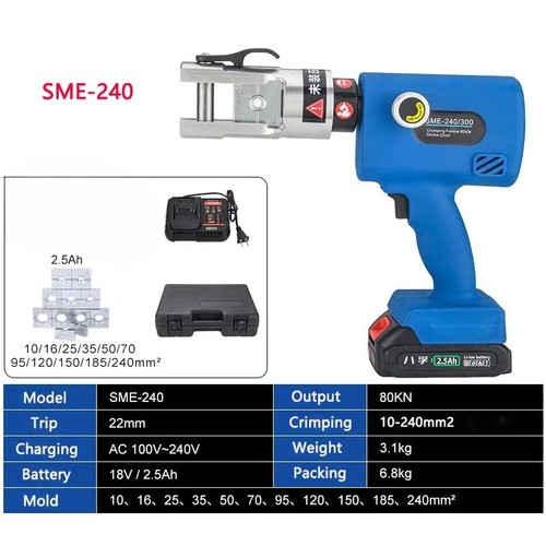 Compact Portable Electric Hydraulic Crimper Rechargeable Cable Crimping ...