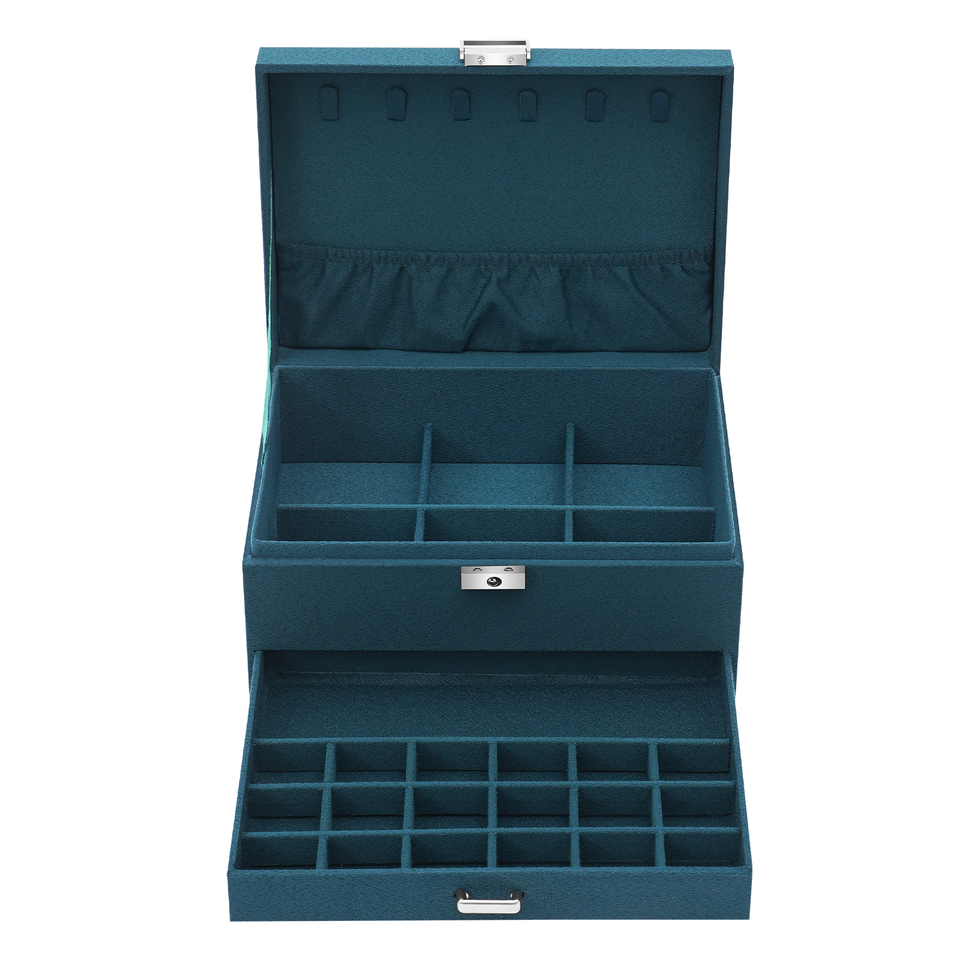 3 Layer Large Jewellery Boxes Storage Case Drawer Cabinet Necklace ...