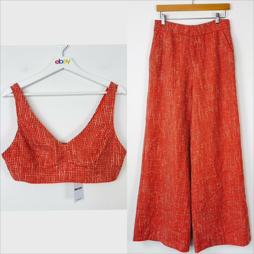 Showpo Adelaide Set 2 Piece Wide Leg Cropped Top Burnt Orange Tweed ...
