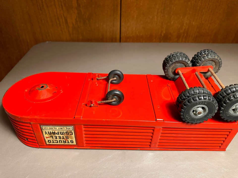 Vintage 50's Structo Steel Company Chrome Semi Truck with Red Trailer ...