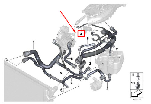 NEW BMW 3 F30, F80 CYLINDER HEAD EXPANSION TANK HOSE 17129845173 ...