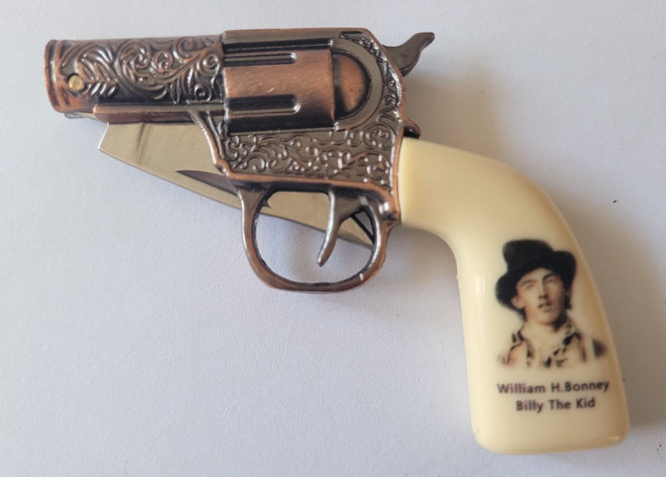 Billy The Kid Old West Pistol 4.5" Knife - Collectable Western Mini Gun ...