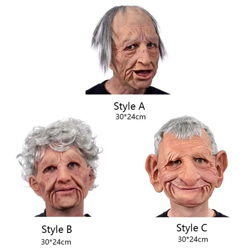 Latex Halloween Old Man Mask Soft Grandma Headgear Fool's Day | eBay