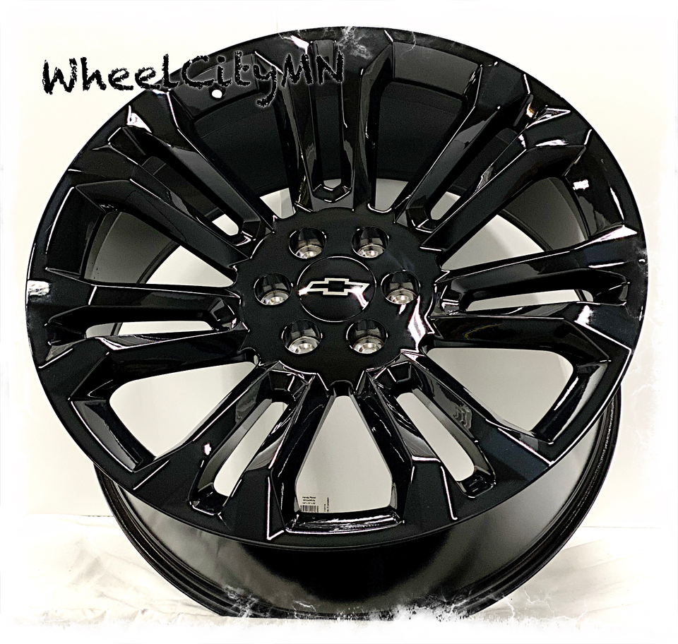 24" gloss black OE 84346100 replica SES wheels fits 2022 Chevy ...