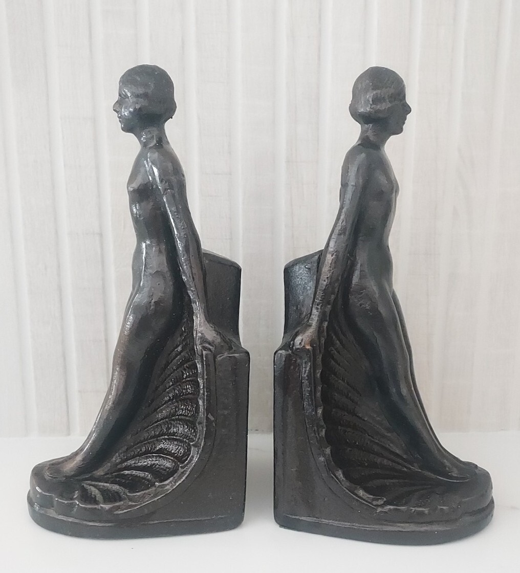 Design Toscano Naked Nude Lady Woman Bookends Art Deco Cast Iron HEAVY ...